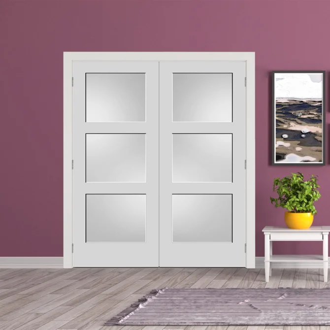 DoorCart – 3 Panel Frosted Glass French Door – Pre Hung Door